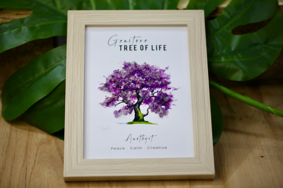 Amethyst Tree of Life Art Display Gift Wood Frame Wholesale Natural Cr ...