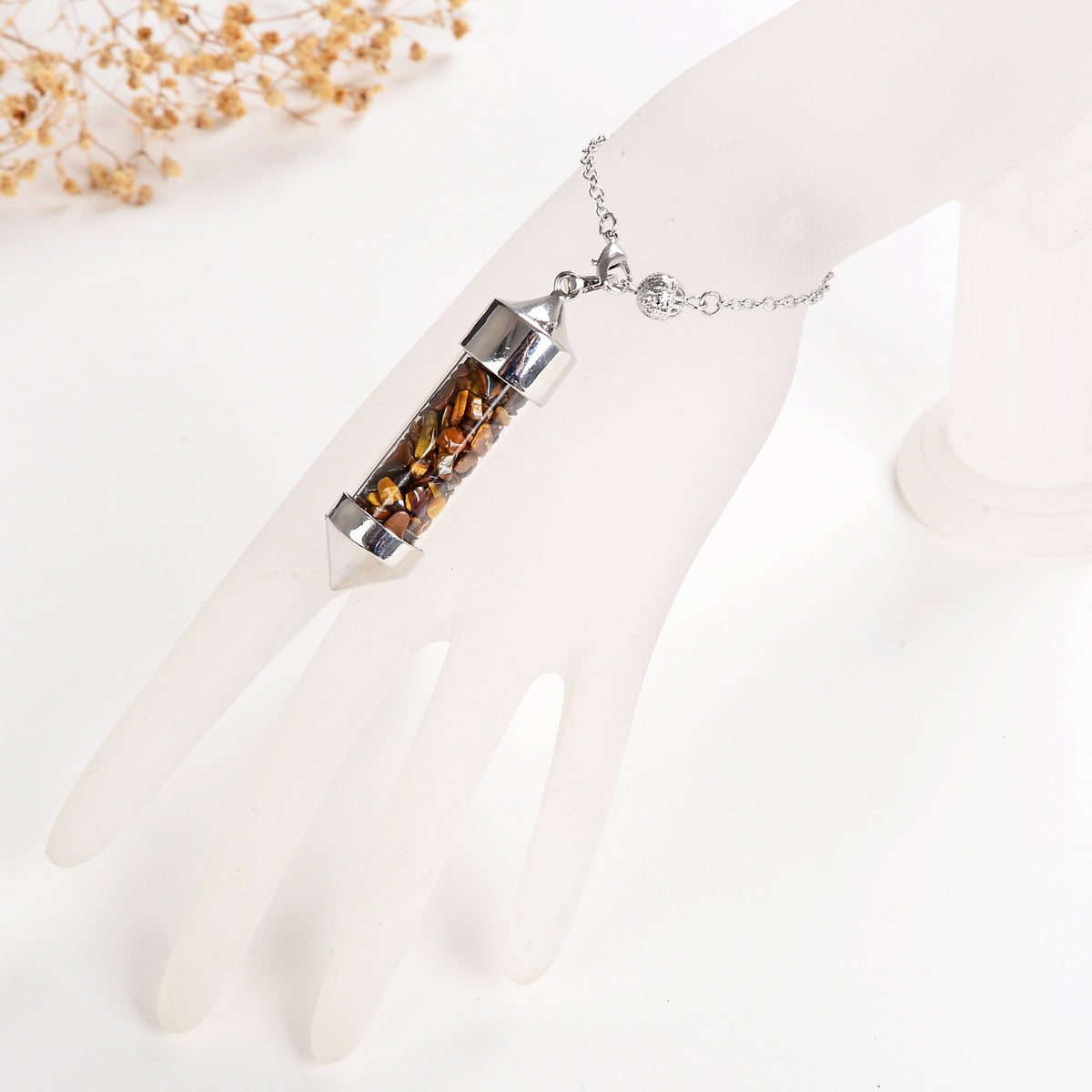 Gemstone Pendulum With Glass Bottle Design, Large Size, PNM0009XX ...